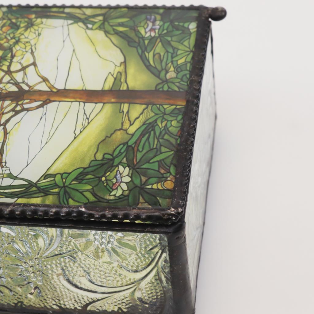 Stained Glass Metal Frame Apple Tree Trinket Box | Property Room