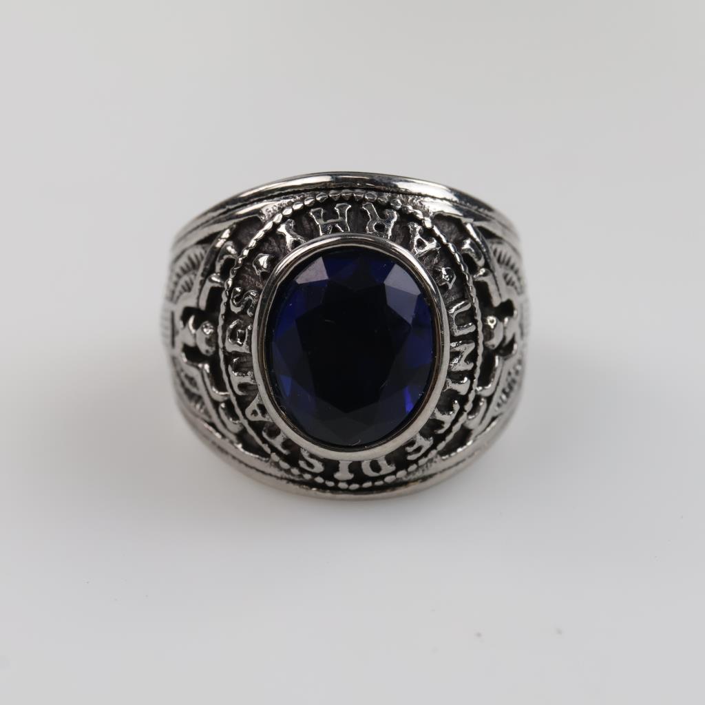Stainless Steel Blue Stone Class Ring | Property Room