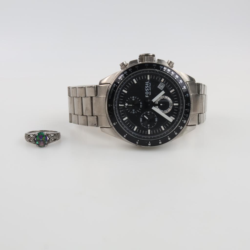 Stainless Steel Ring And Fossil Decker Watch | Property Room