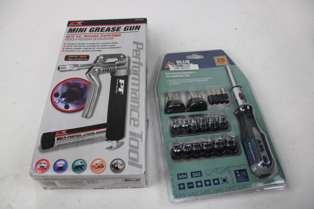 Sterilite Box, Skil Drill, Gloves, Mini Grease Gun, Screwdriver Set And ...