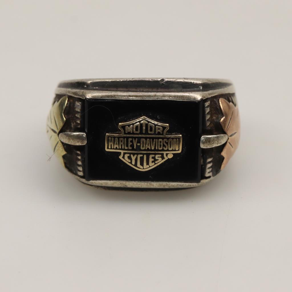 Sterling Silver 10kt Gold Accent Harley Davidson Signet Ring | Property ...