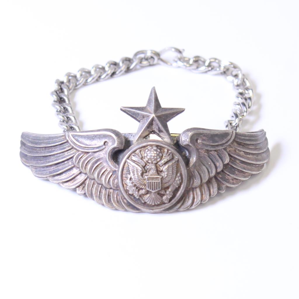 Sterling Silver 29.7g Pilot Wings Bracelet | Property Room