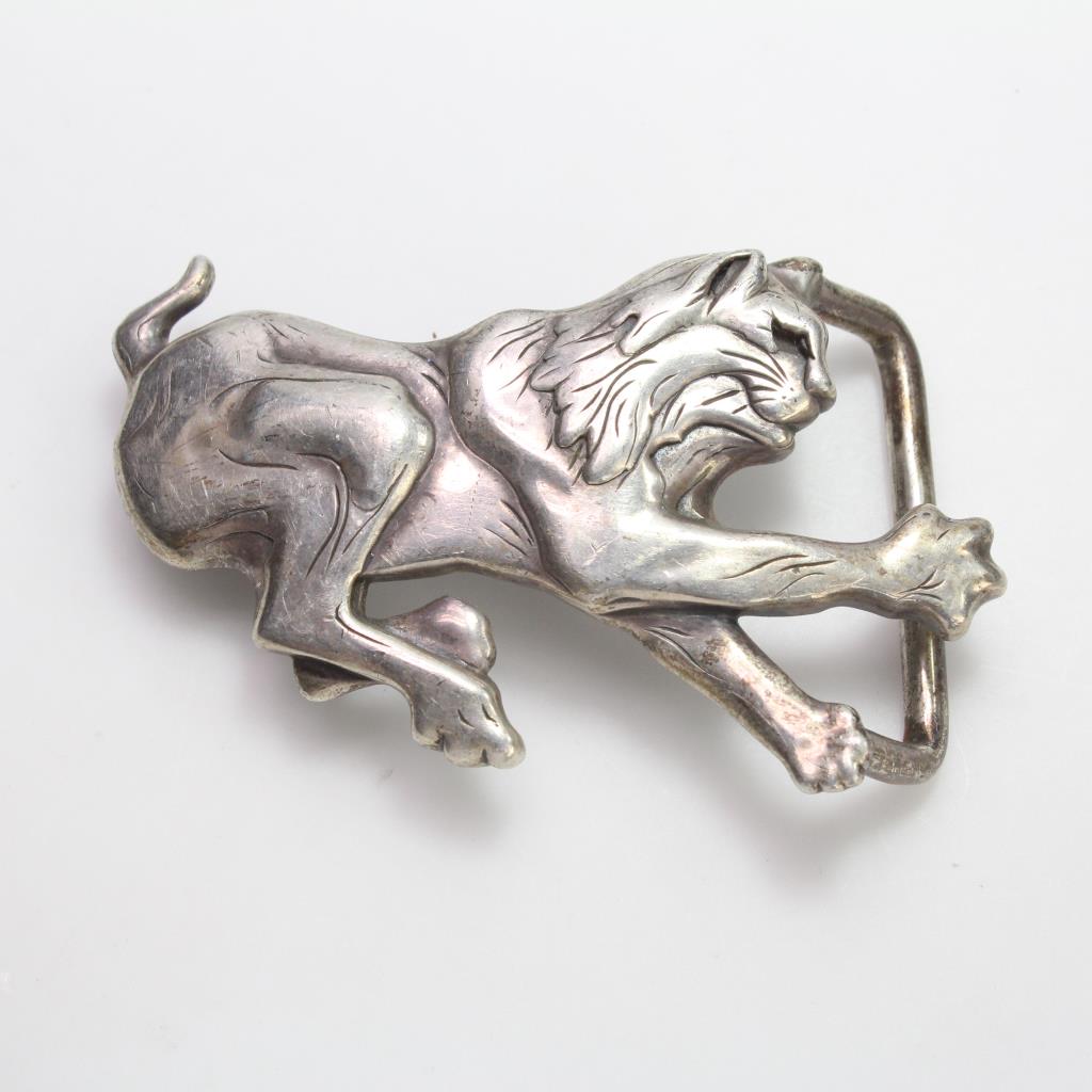 Sterling Silver 89.30g Hayes Tiger Belt Buckle | Property Room