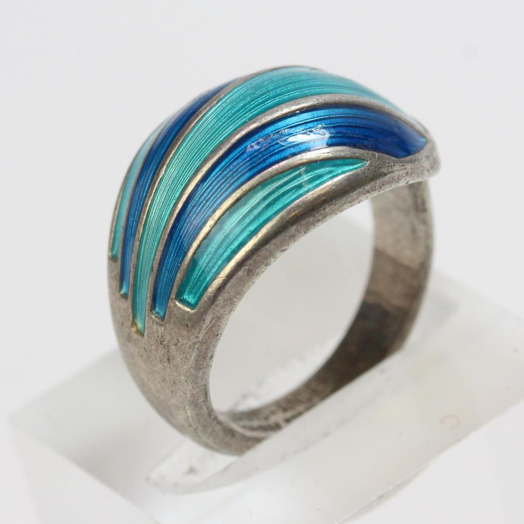 Sterling Silver 8g David Andersen Ring With Blue Inlays | Property Room