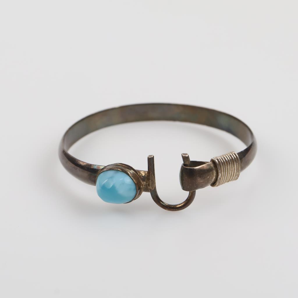 Sterling Silver Blue Stone Bangle Bracelet | Property Room