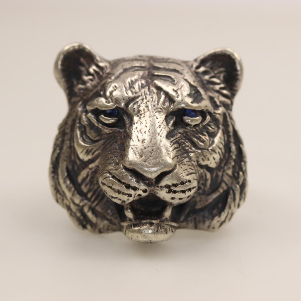 Sterling Silver Blue Stone Tiger Ring | Property Room