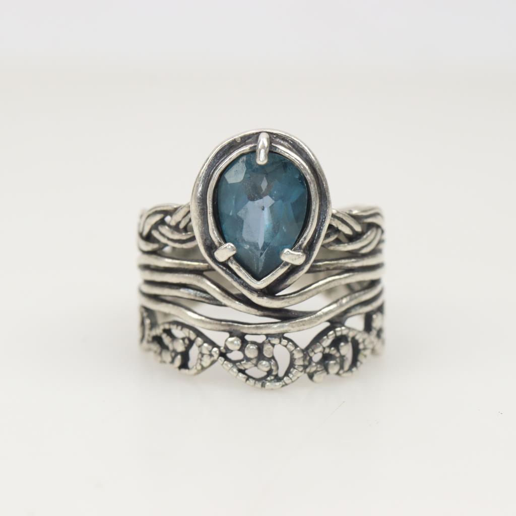 Sterling Silver Blue Tear Drop Stone Ring | Property Room