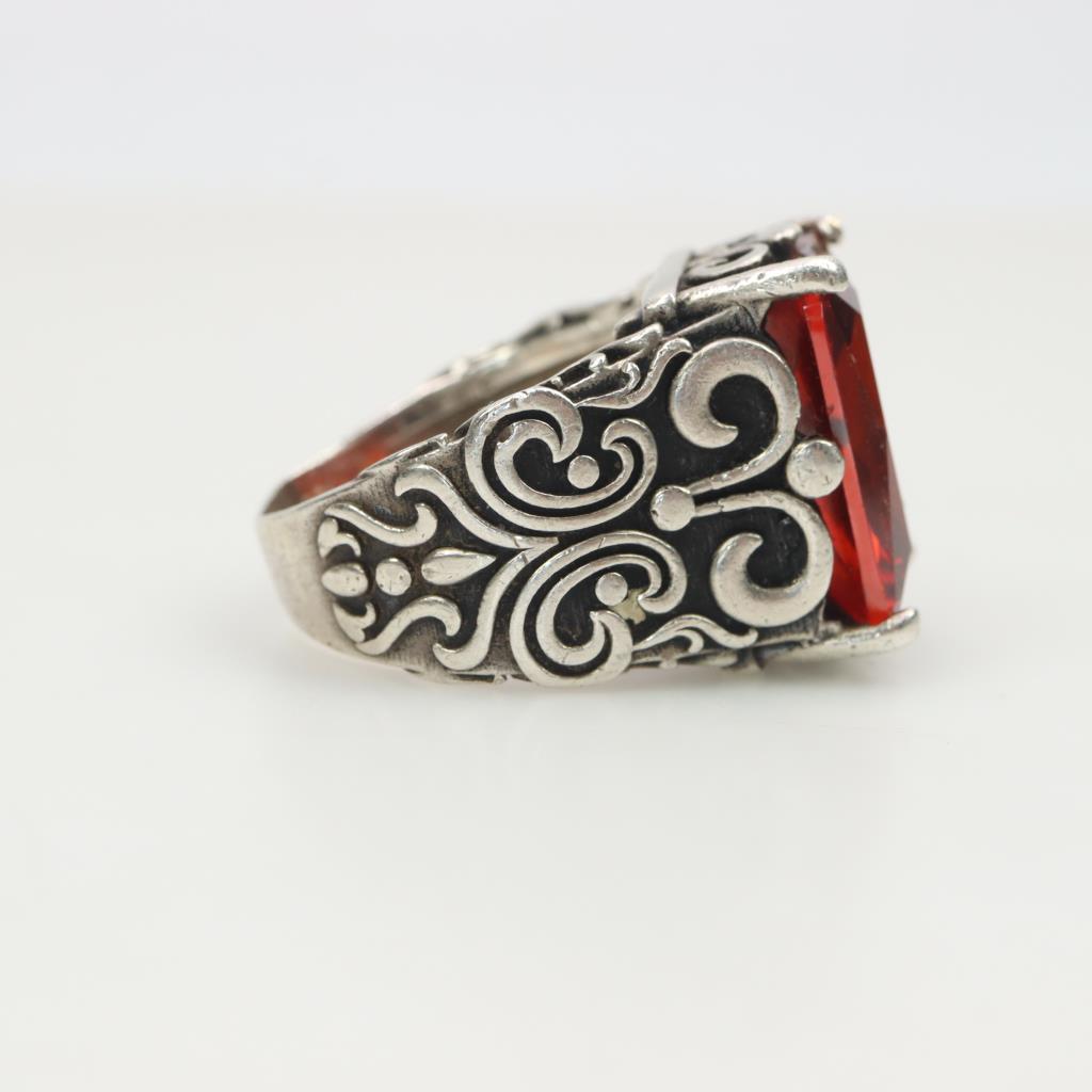 Sterling Silver Burnt Orange Spinel Ring | Property Room