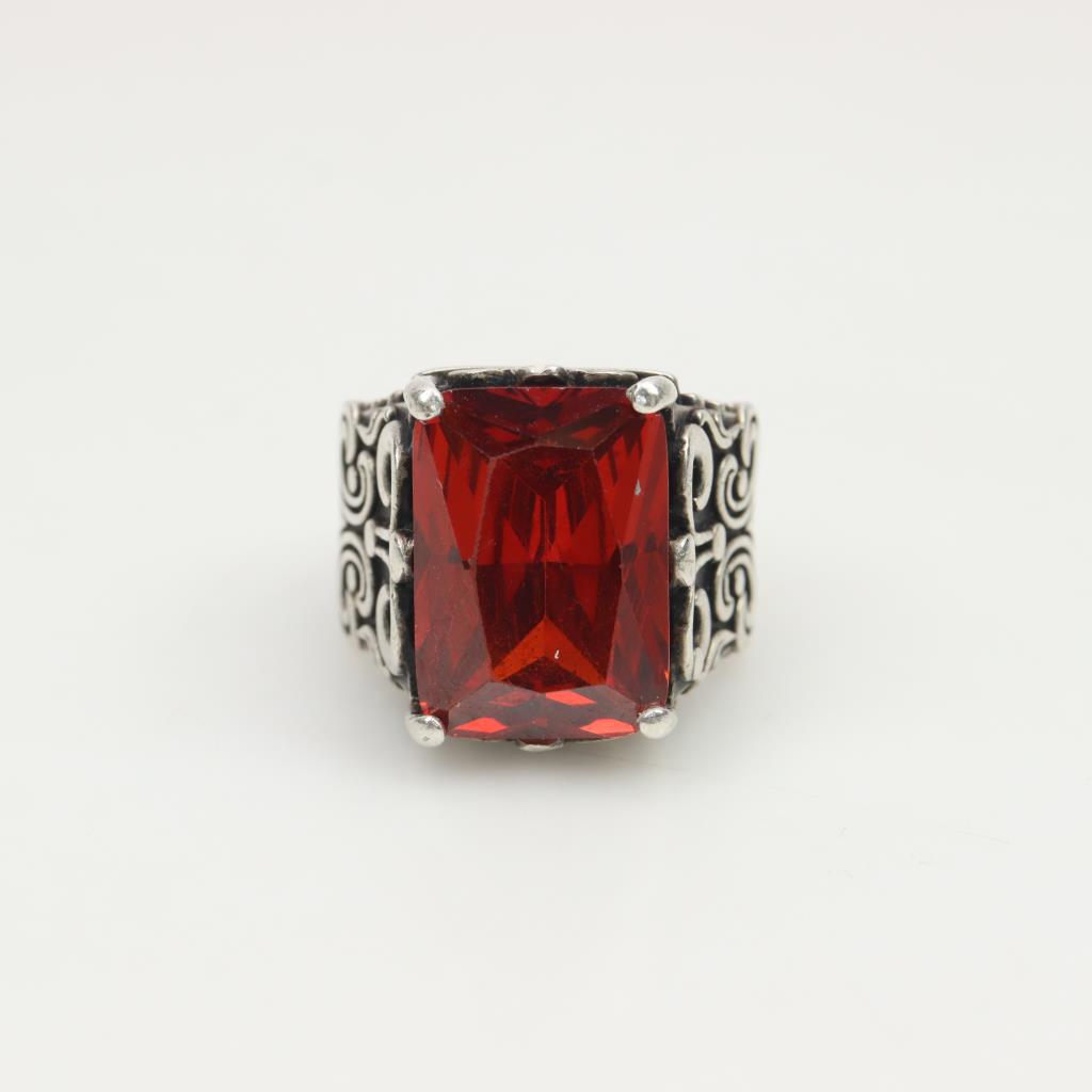 Sterling Silver Burnt Orange Spinel Ring | Property Room