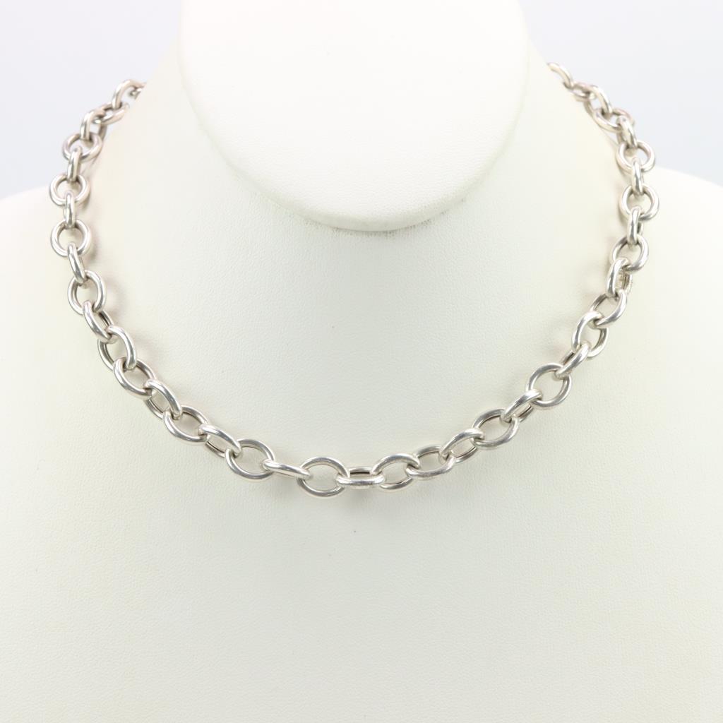 Sterling Silver Cable Heart Tag Necklace | Property Room