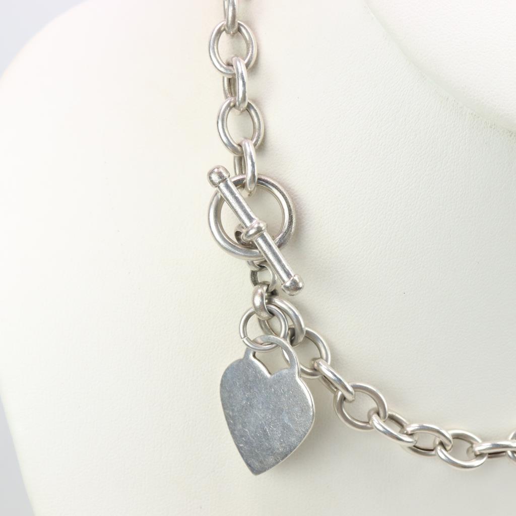 Sterling Silver Cable Heart Tag Necklace | Property Room