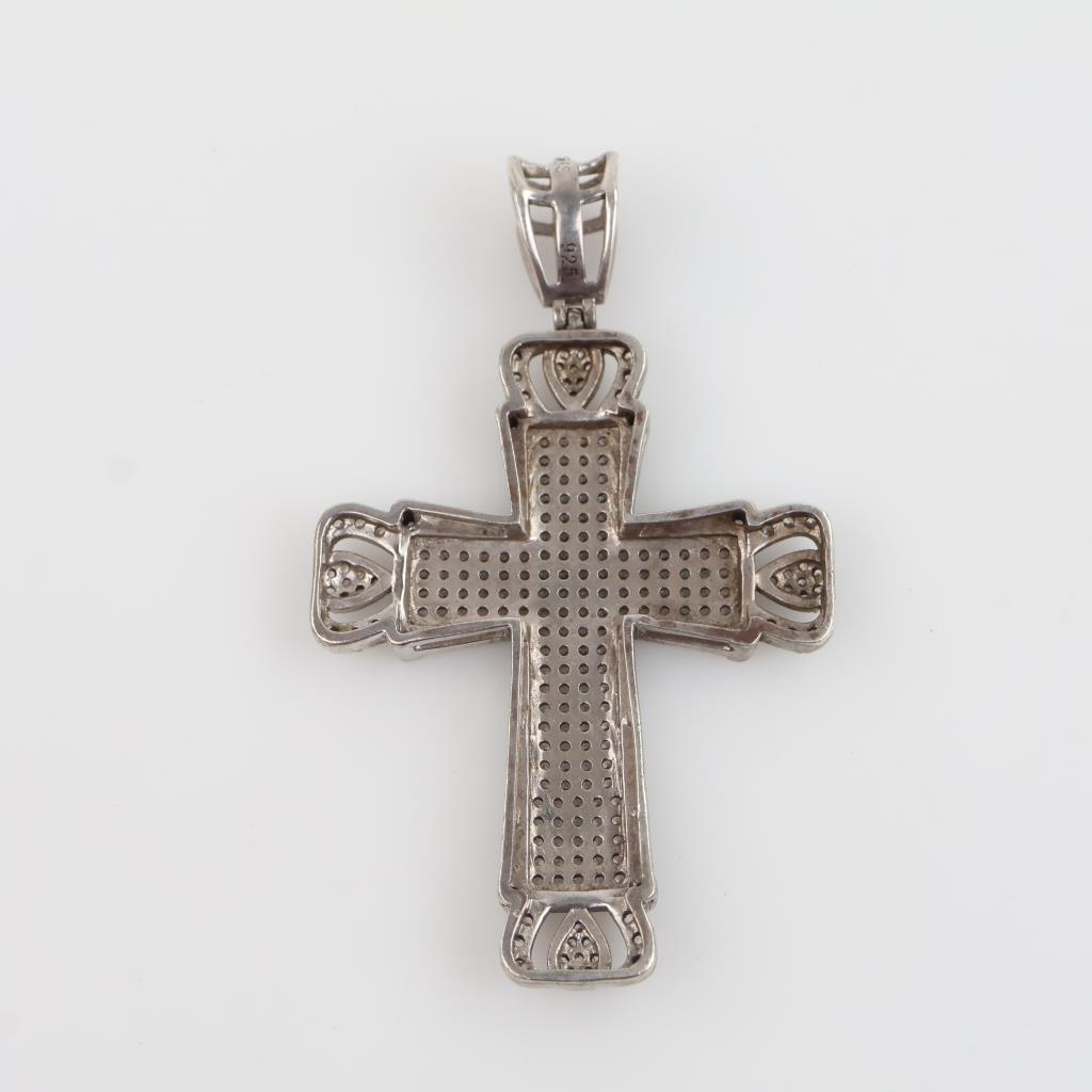 Sterling Silver Clear Stone Cross Pendant | Property Room