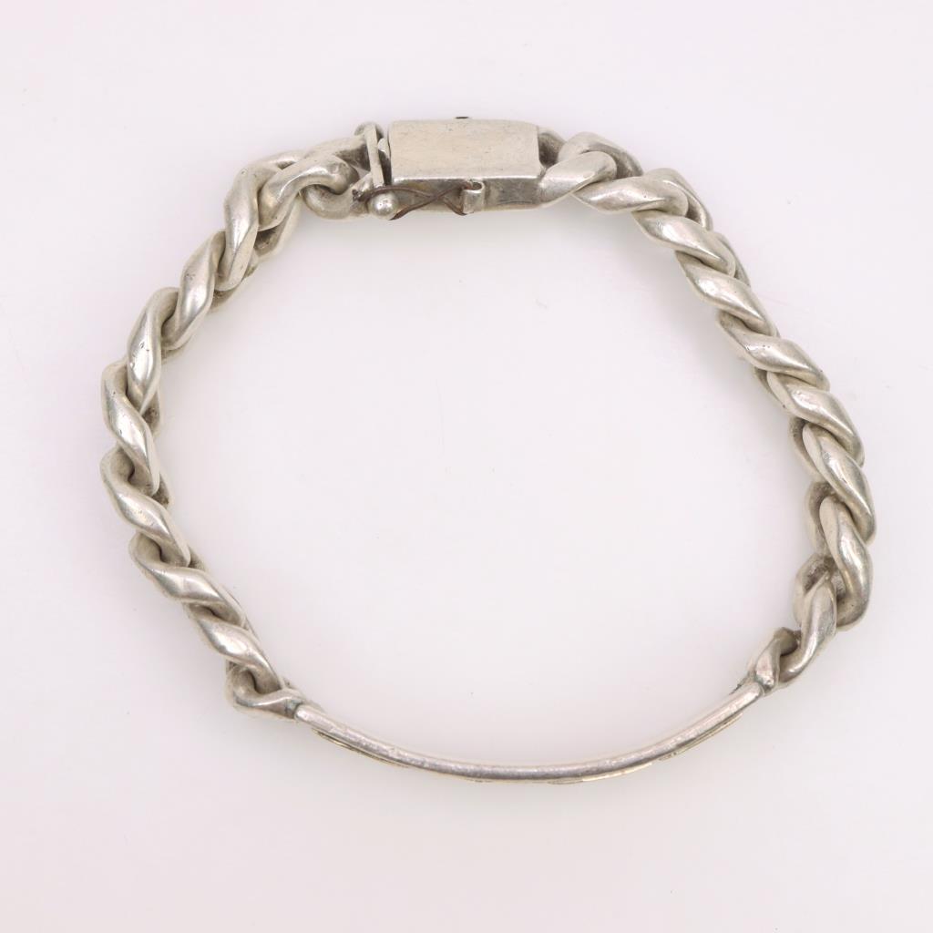 Sterling Silver Curb Chain Name Plate Bracelet | Property Room