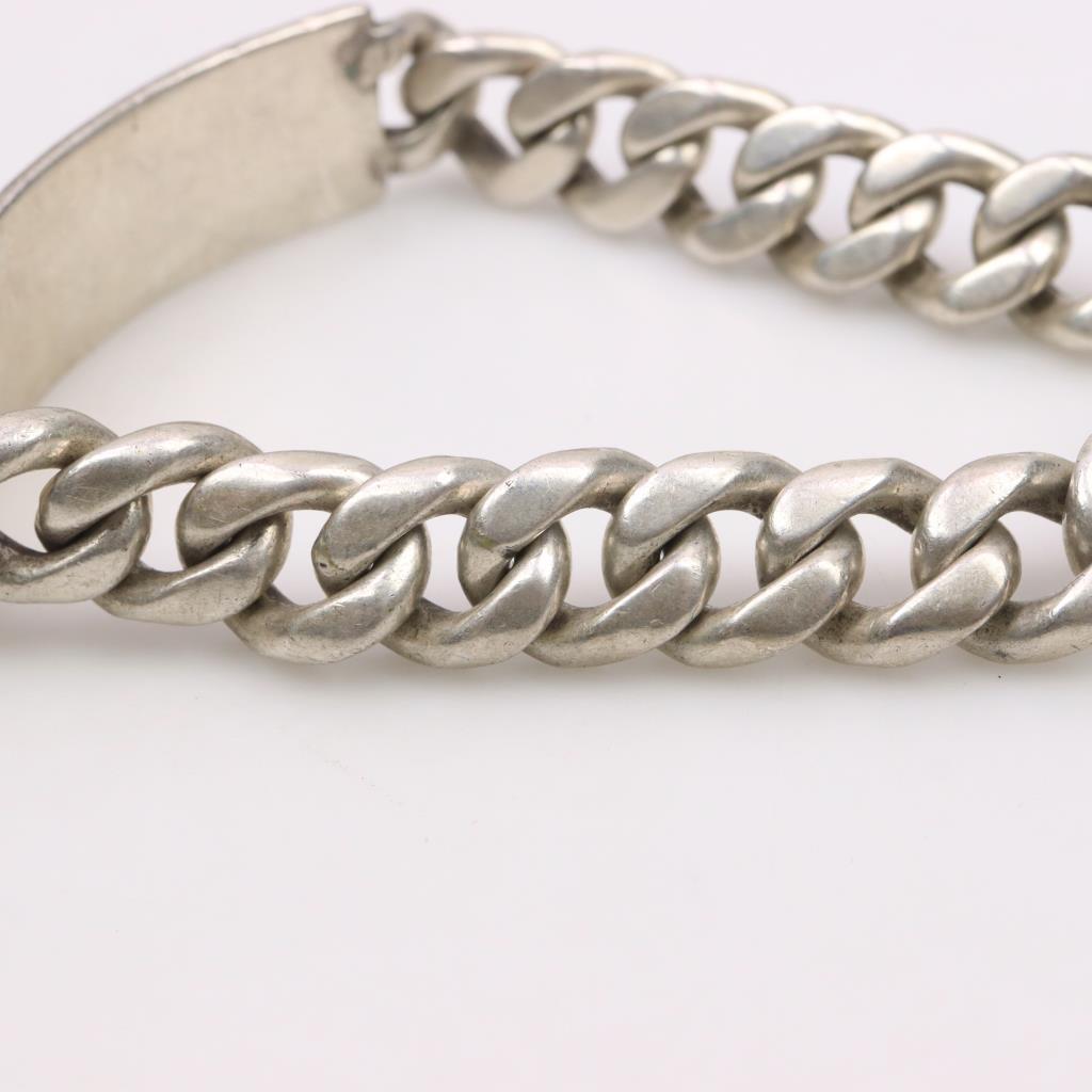 Sterling Silver Curb Chain Name Plate Bracelet | Property Room