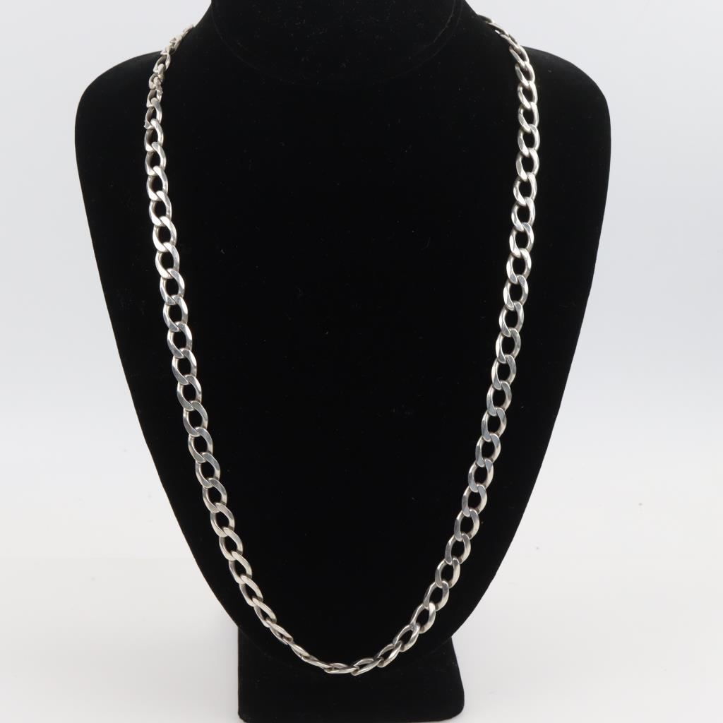Sterling Silver Curb Chain Necklace | Property Room
