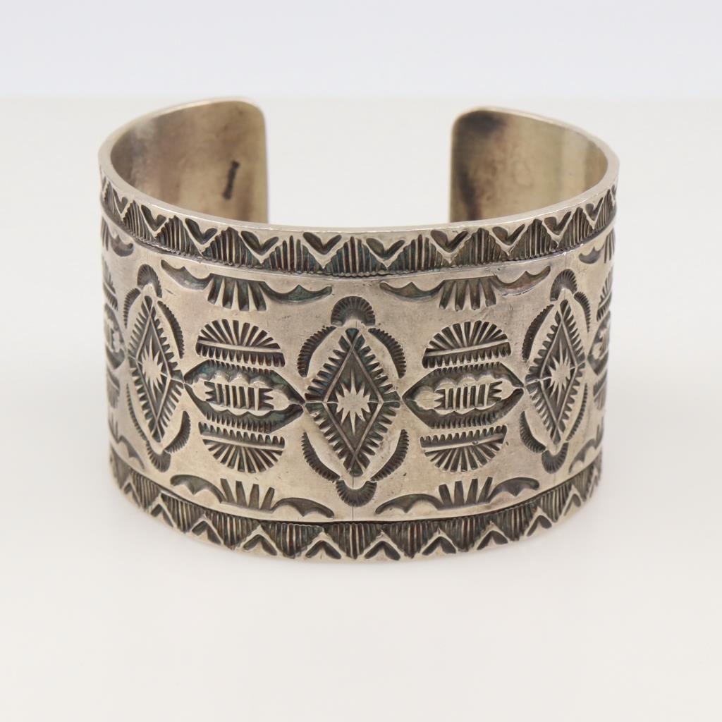 Sterling Silver Deep Stamps Cuff Bracelet | Property Room