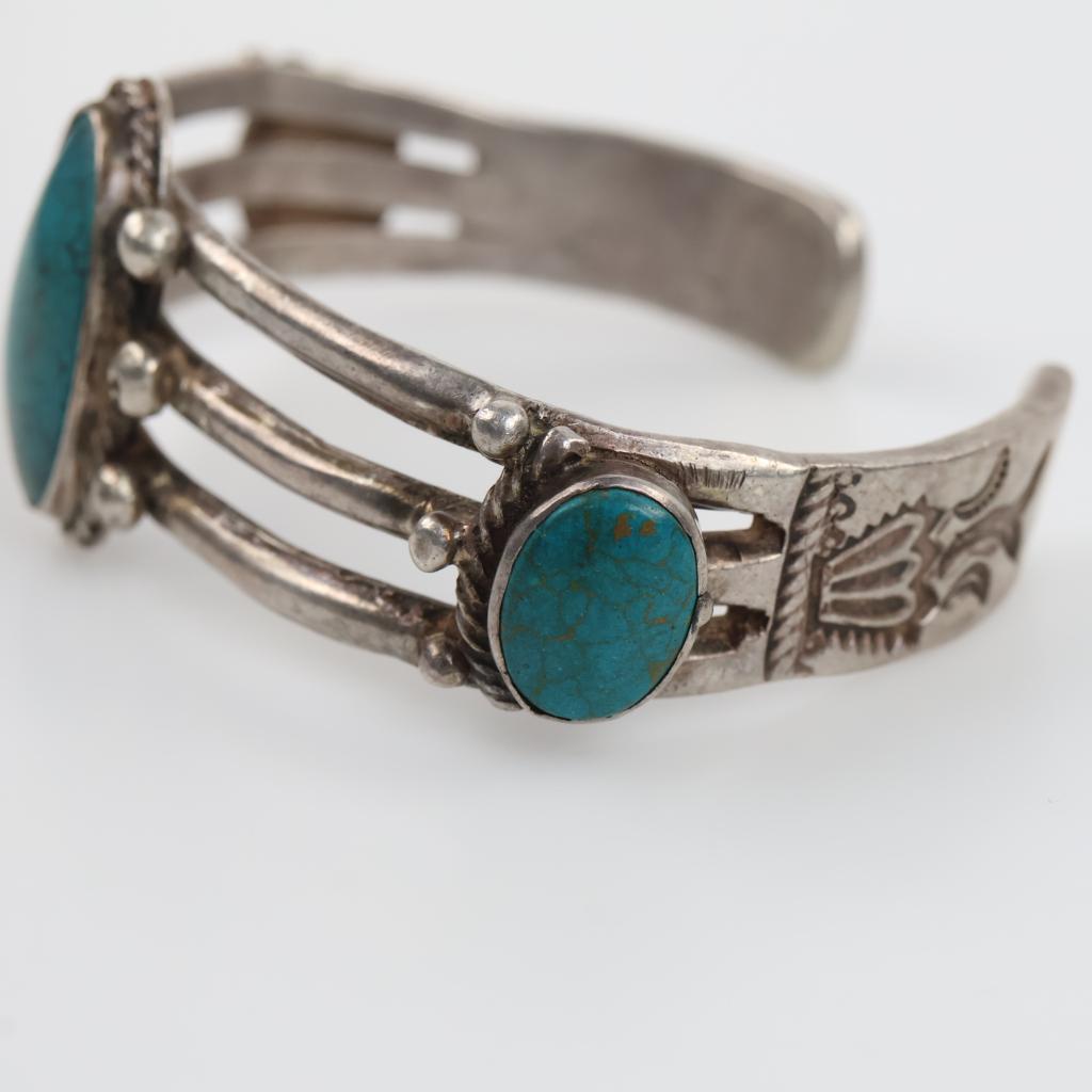 Sterling Silver Dyed Turquoise Cuff | Property Room