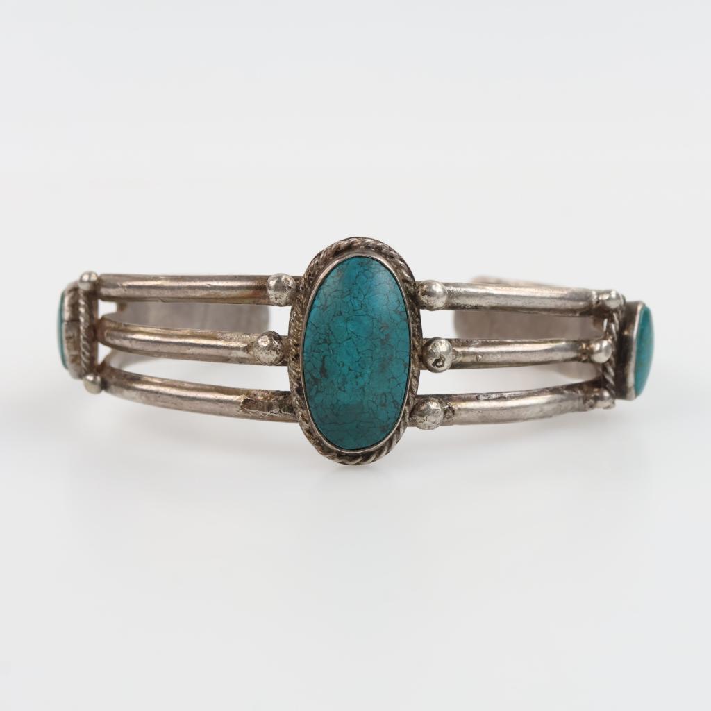 Sterling Silver Dyed Turquoise Cuff | Property Room