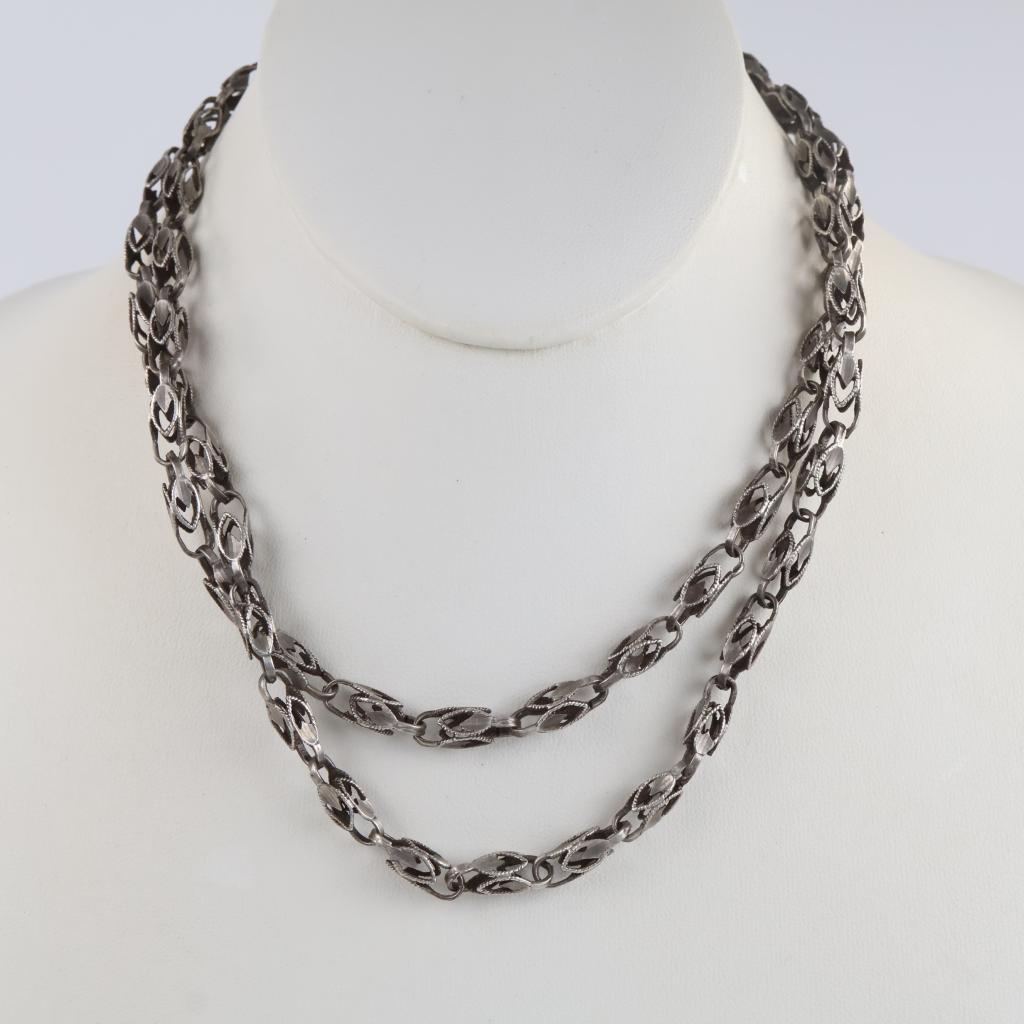 Sterling Silver Fancy Link Necklace | Property Room
