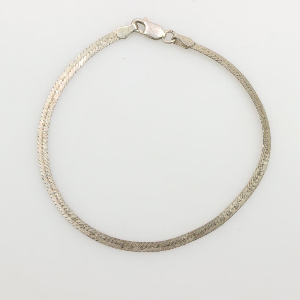 Sterling Silver Herringbone Chain Bracelet | Property Room