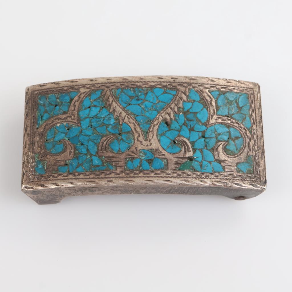Sterling Silver Inlaid Turquoise Buckle | Property Room