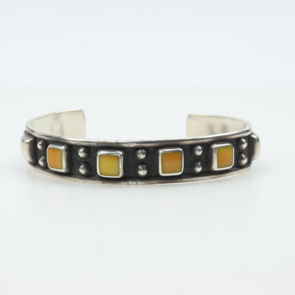 Sterling Silver Multicolored Stone Cuff Bracelet | Property Room