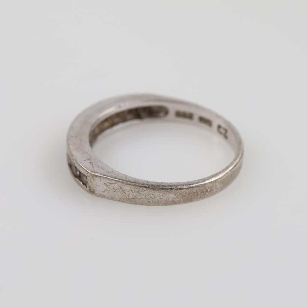 Sterling Silver Platinum Plated Clear Stone Ring | Property Room