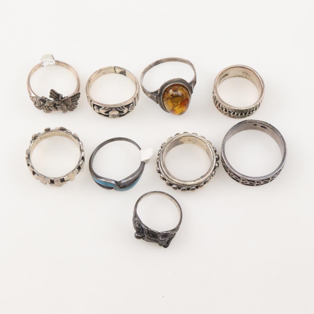 Sterling Silver Rings, 9 Pieces | Property Room