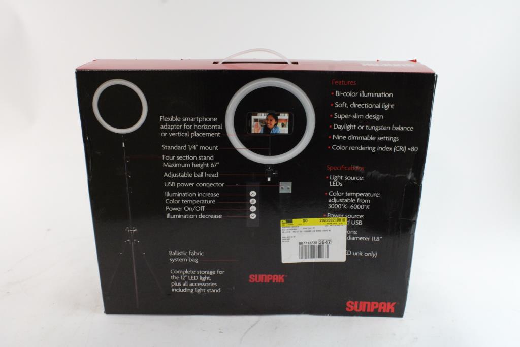 Sunpak 12" LED Ring Light Kit | Property Room