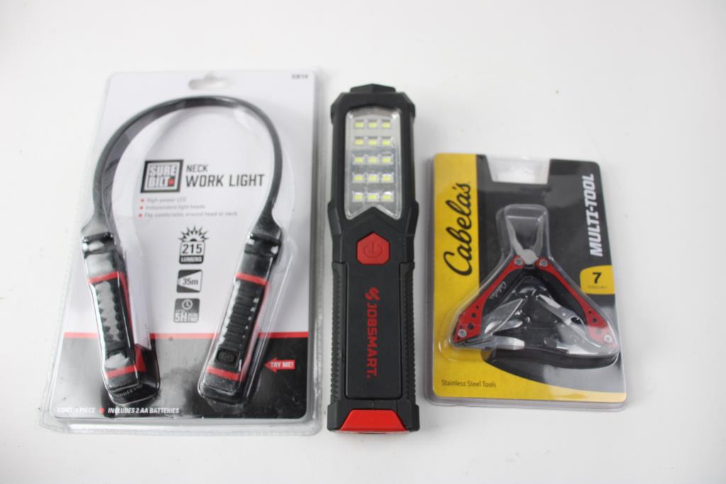 SureBilt Neck Work Light, Cabela's MultiTool, And JobSmart Light, 3 ...