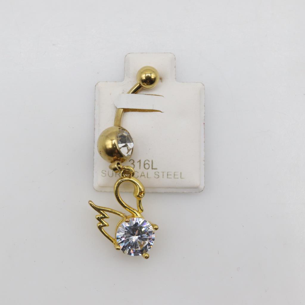 Surgical Steel Clear Stone Swan Navel Ring | Property Room