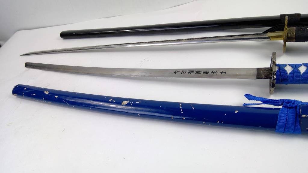 Sword 39" With Blue Handle/Sheath, 42" Sword With Black Handle/Sheath ...