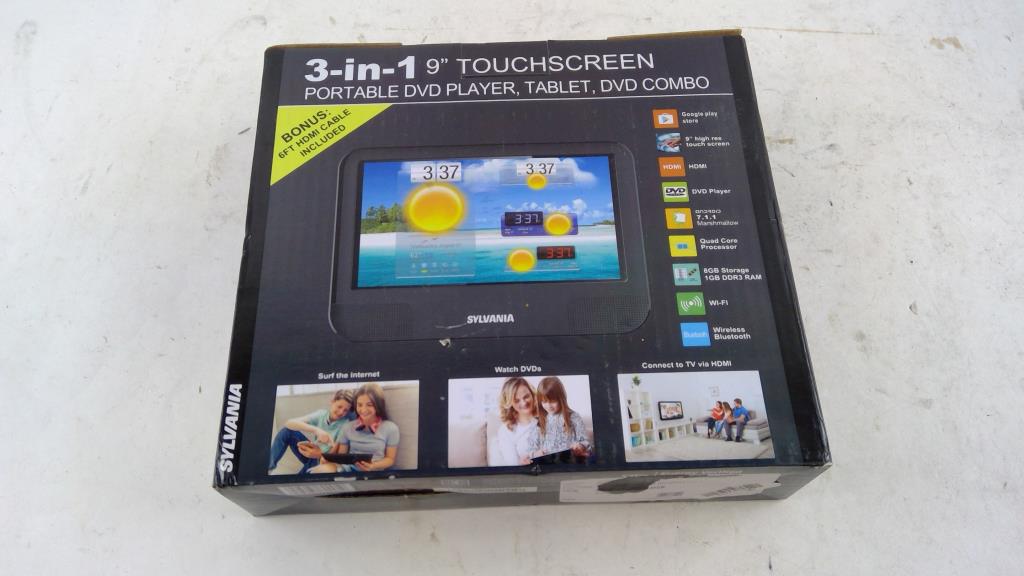 Sylvania 3-in-1 9" Touch Screen Portable DVD Player, Tablet, DVD Combo ...