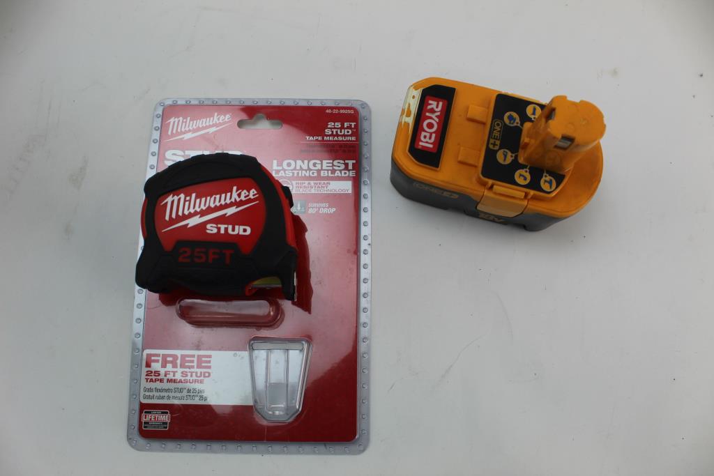 Tape Measure And 18v Battery Pack | Property Room