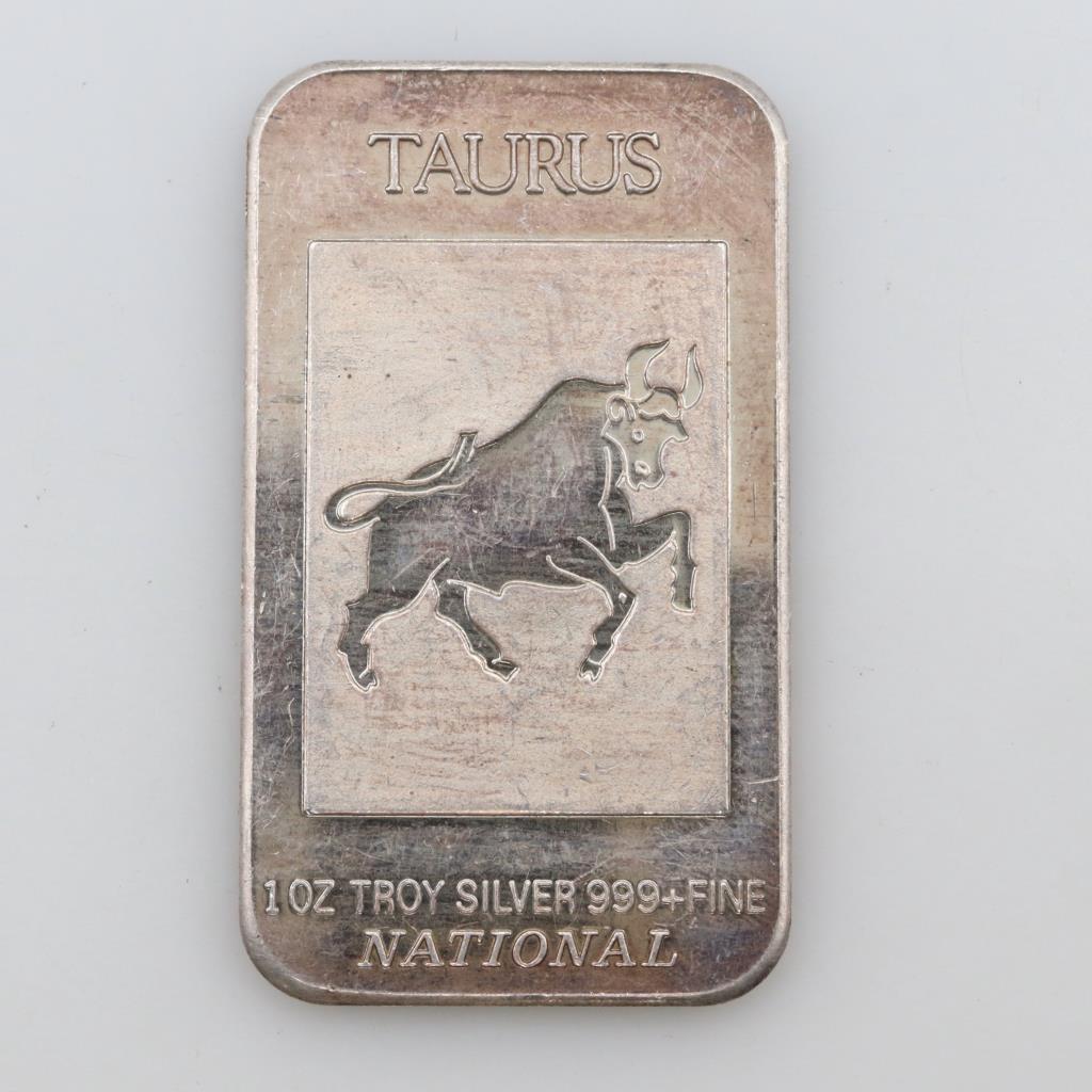 Taurus Zodiac National Fine Silver 1 Troy Oz Bar | Property Room