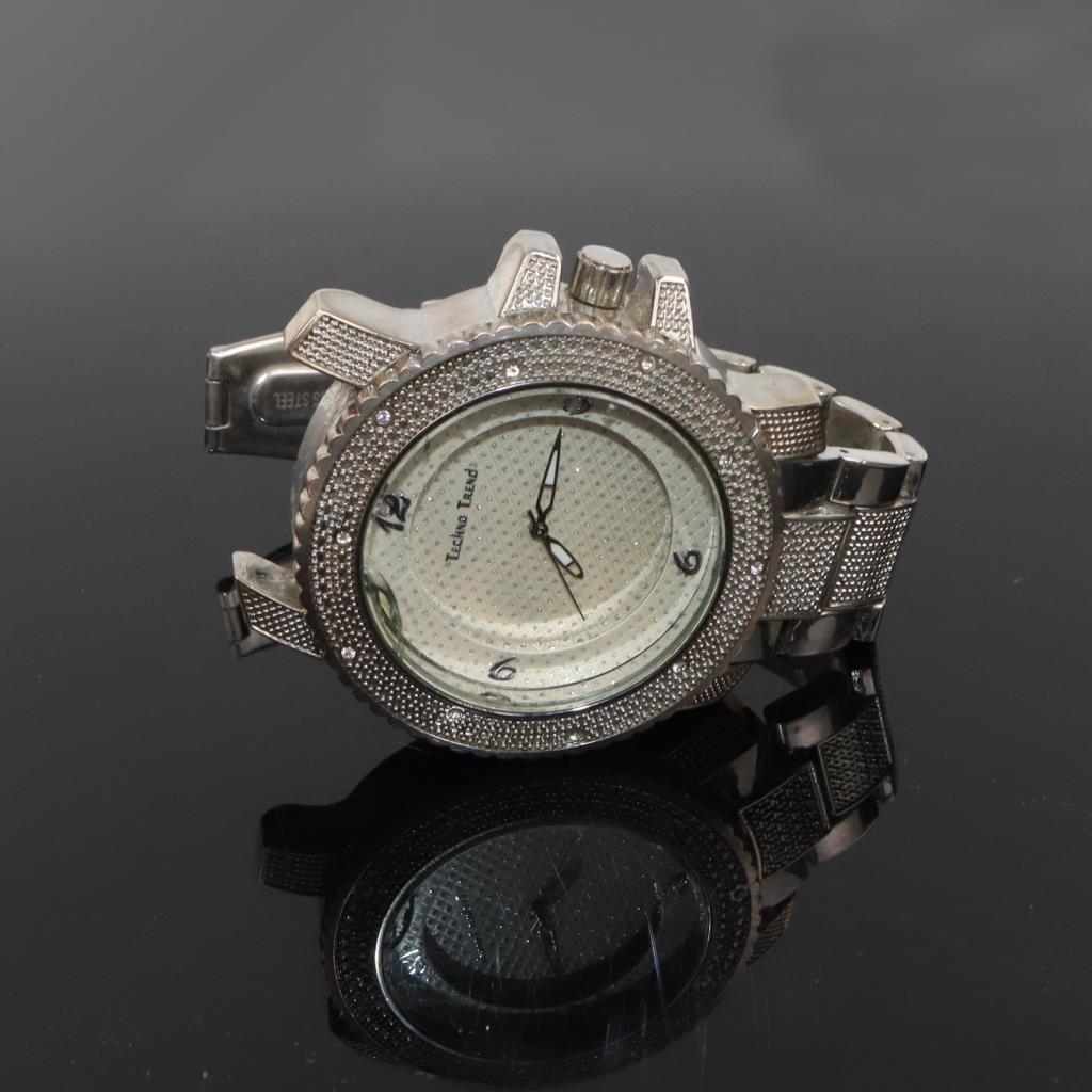 Techno Trend White Dial Crystal Accent Watch | Property Room