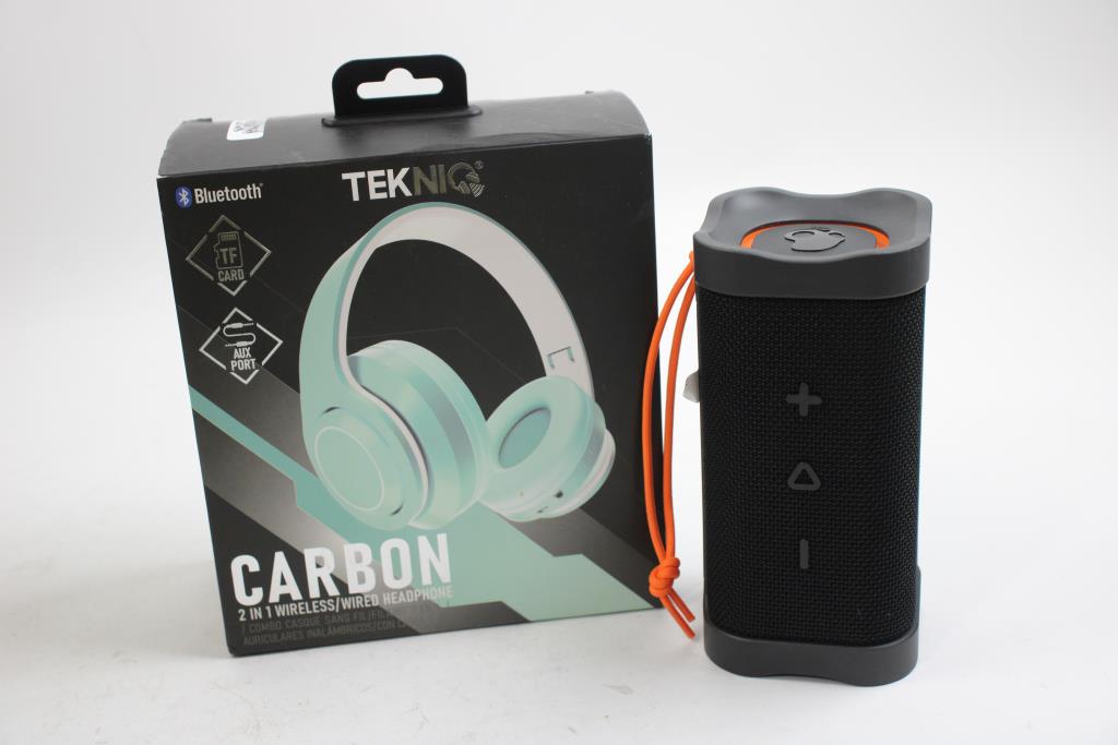 Tekniq Carbon Over-Ear Headphones, Wireless Charging Battery Pack ...