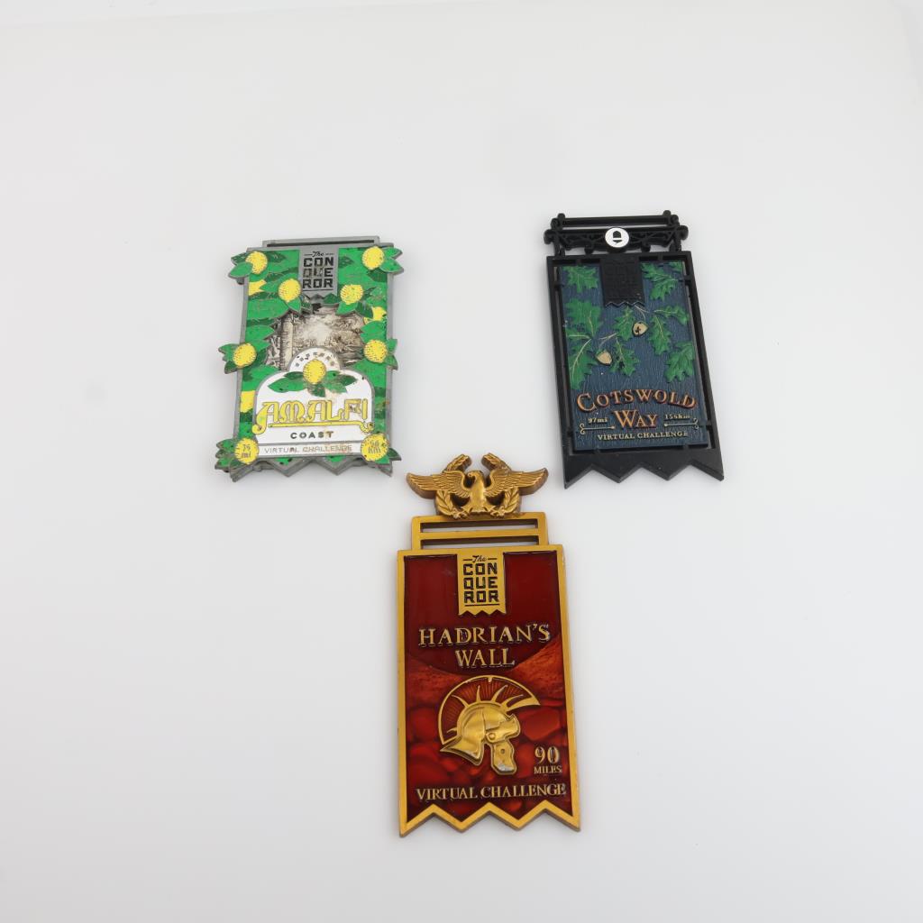 The Conqueror Virtual Challenges Medals, 3 Pieces | Property Room