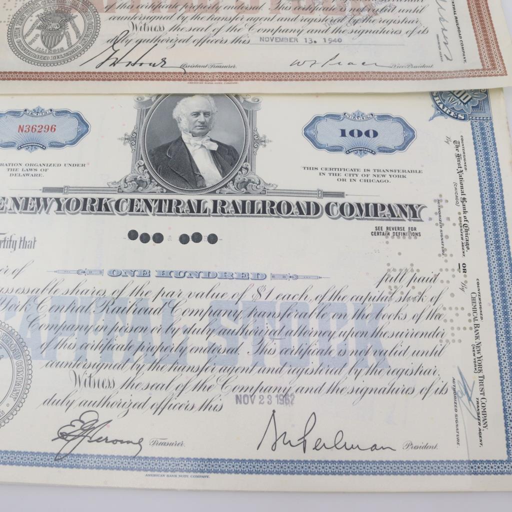The New York Central Railroad Company Collectible Stocks & Bonds, 2 ...