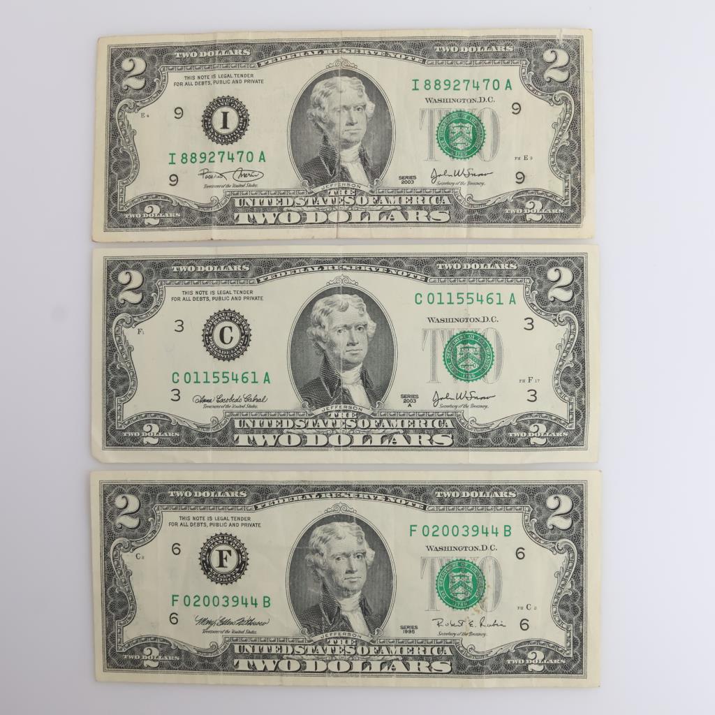 Three US Federal Reserve Note 1 Dollar Bills | Property Room