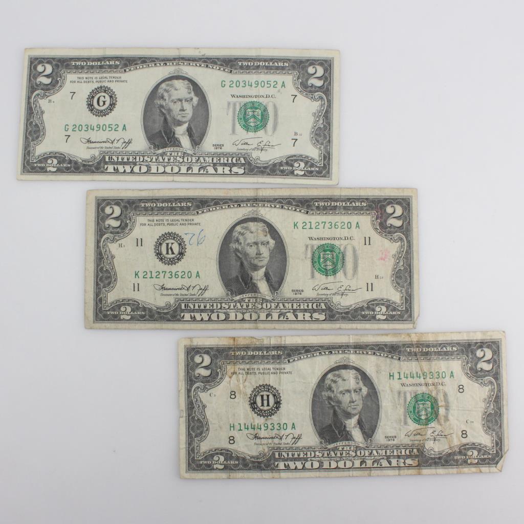 Three US Two Dollar Federal Reserve Notes | Property Room