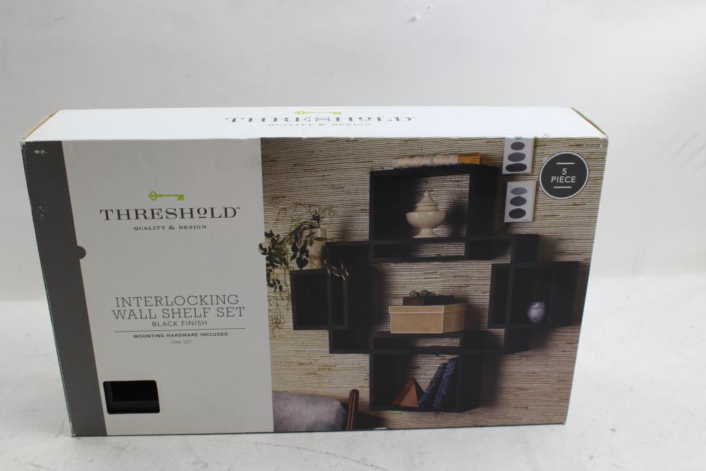Threshold 5pc Interlocking Shelf Set Black Finish | Property Room