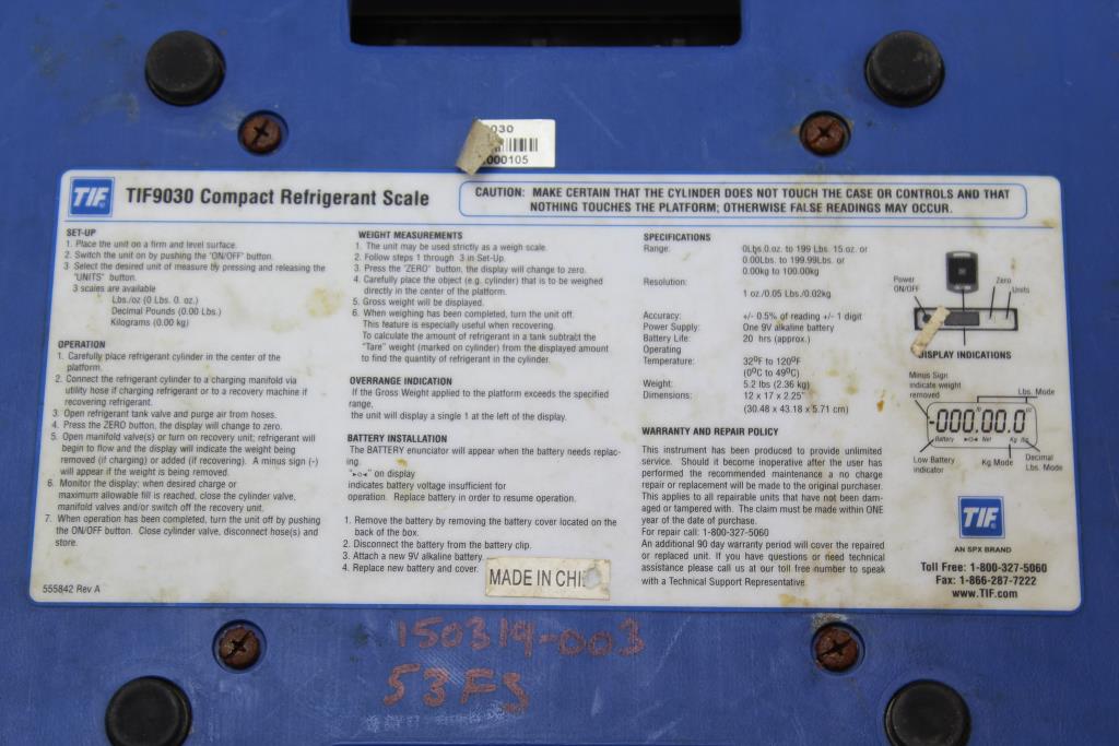 Tif Tif9030 Compact Refrigerant Digital Scale | Property Room