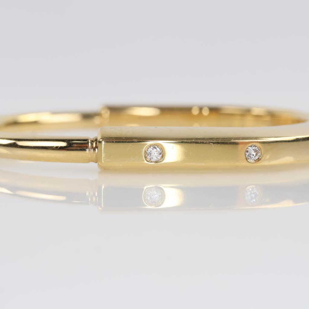 Tiffany & Co. Diamond 18kt Gold Lock Bangle Bracelet-Evaluated By Our ...