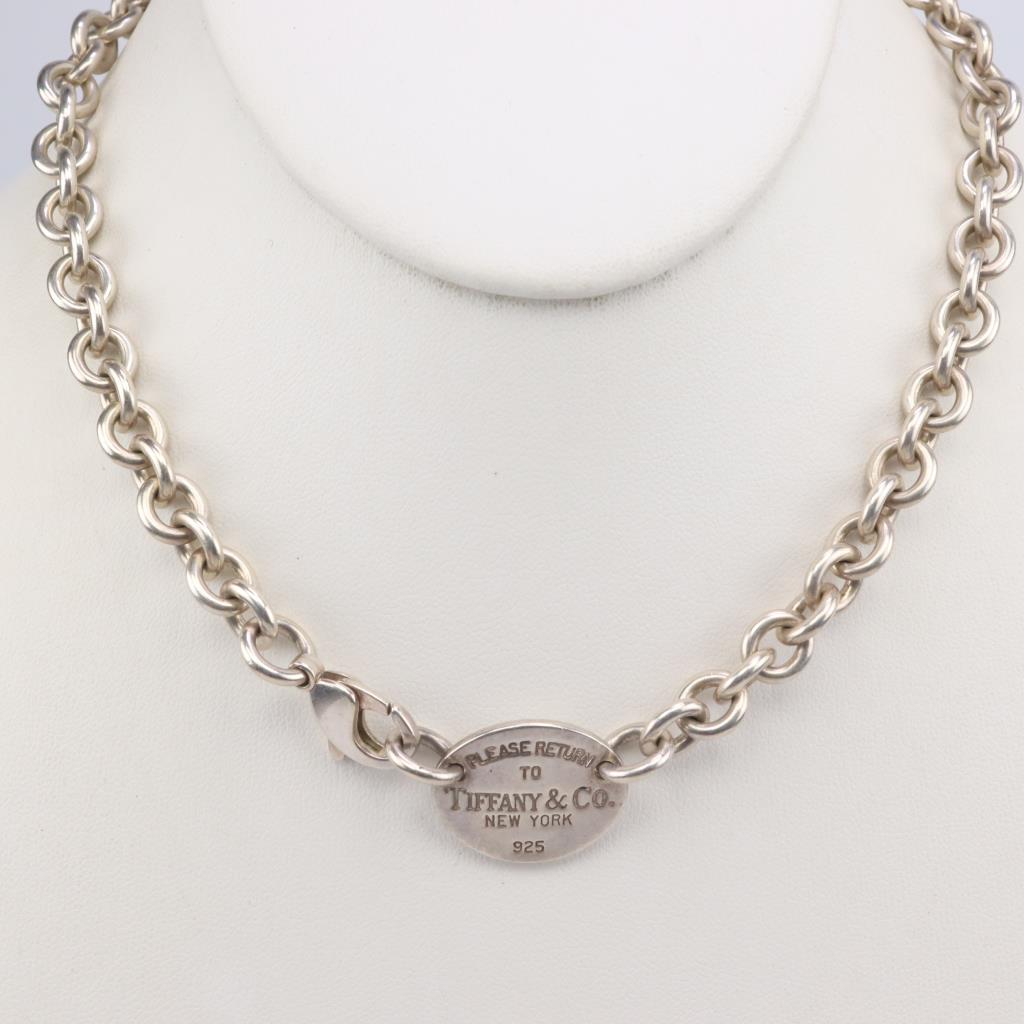 Tiffany & Co. Sterling Silver Oval Tag Cable Necklace | Property Room