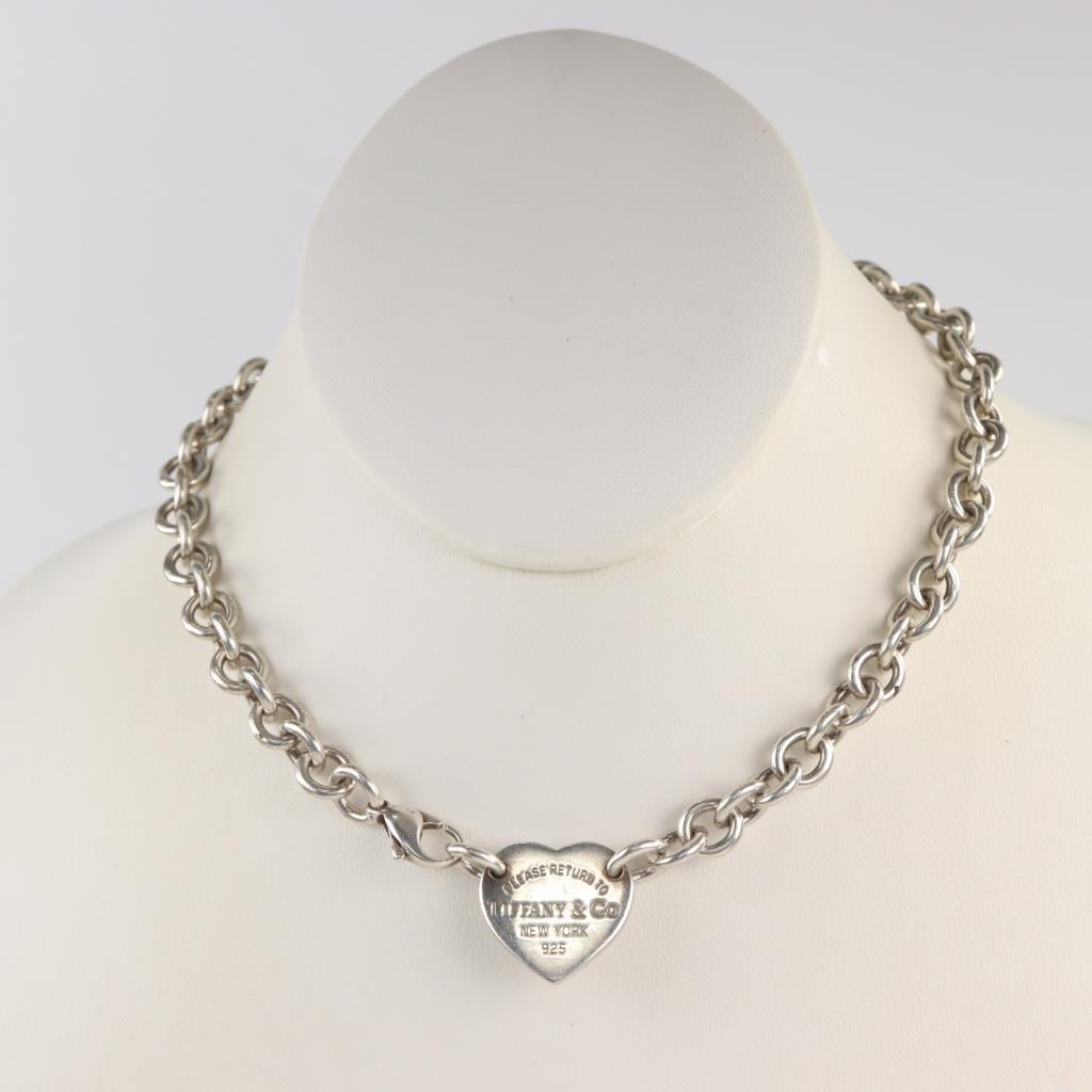 Tiffany & Co. Sterling Silver Return To Heart Tag Chain Link Choker ...