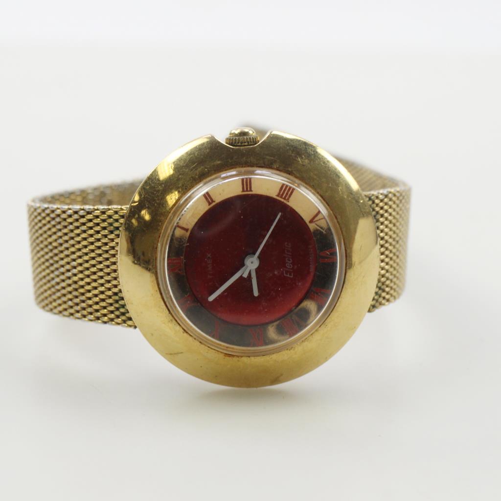 Timex Electric Red Dial 10kt Gold Watch | Property Room