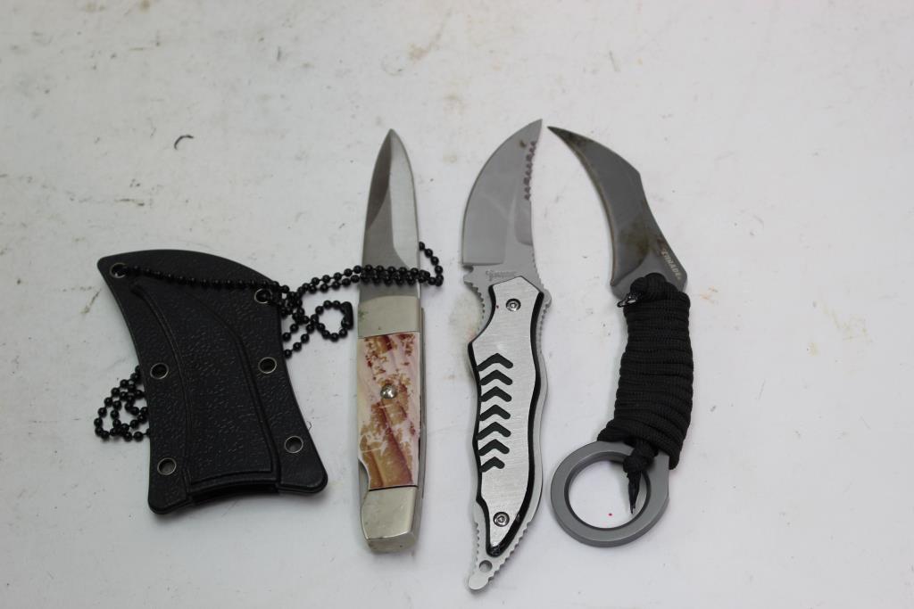 Tomahawk, Rostfrei, Schrade Folding Blade Knives, 3 Pieces | Property Room