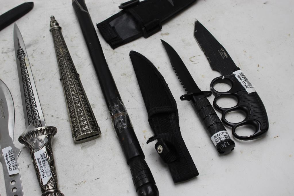 Tomahawk, Smith & Wesson, Wartech+ More Fixed Blade Knives, 7 Pieces ...