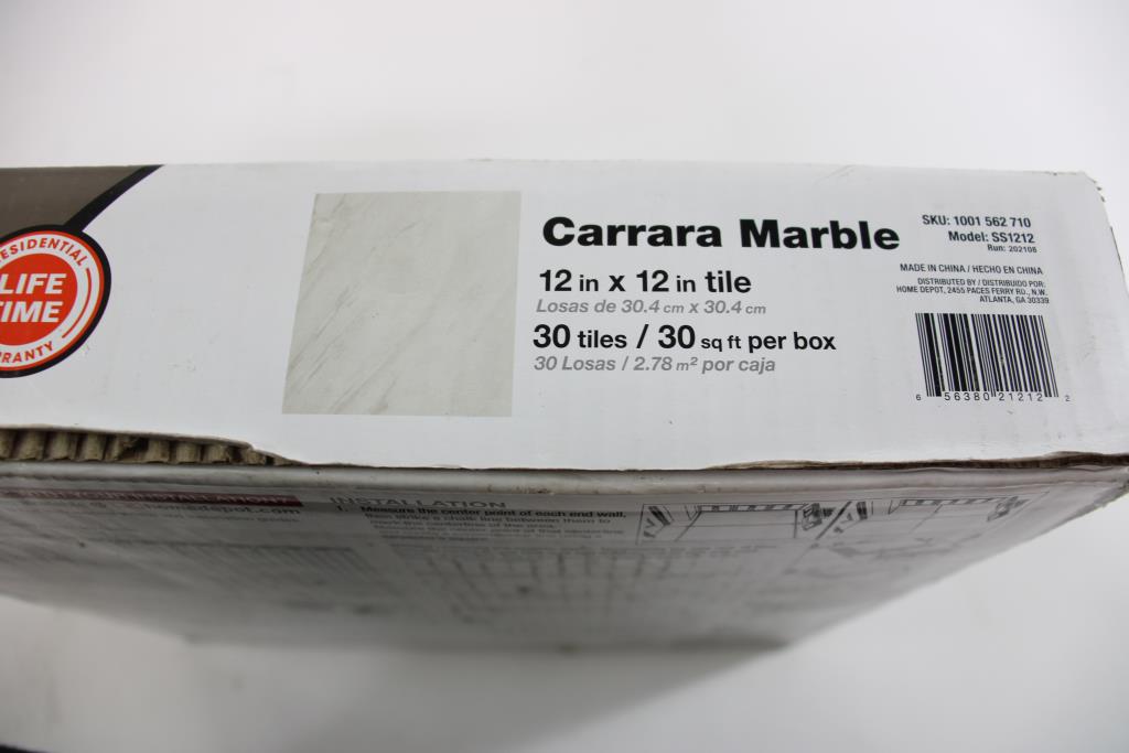 Traffic Master Peel And Stick Carra Marble 12"x12" Tile | Property Room